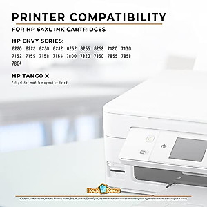 Houseoftoners Replacement for HP64XL HP 64XL Ink for Envy Photo 6230 6255 7120 7155 758 7164 7800 7855 7858 7864 & Tango X Printers (2 Black 2 Color, 4PK)