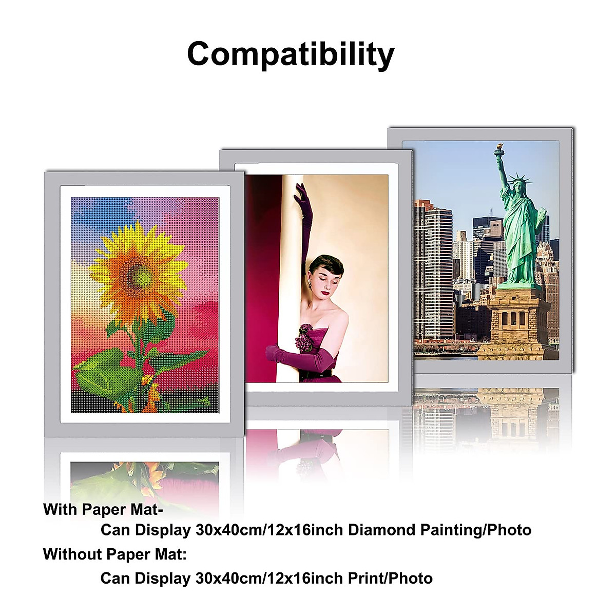 HorsonLife Picture Frames 12x16, Grey 12x16 Frame Fits For Diamond Painting/Poster/Oil Painting, Natural Solid Wood 30x40cm Picture Frame With Acrylic Protection Glass For Christmas Photo Gift