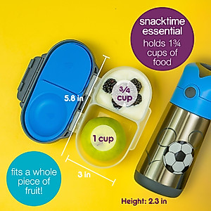 b.box Snackbox for Toddlers, Kids | Mini bento box, Lunch box | Leak Proof, 2 Compartments | BPA free, Dishwasher safe, Freezer safe (Blue Slate, 12 fl oz capacity)