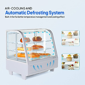 ROVSUN Refrigerated Display Case 3.5 Cu.Ft, Display Refrigerator Commercial Countertop Refrigerator w/LED Lighting Auto Defrosting Air-cooling Rear Door for Cafe Restaurant NSF ETL Certified, White