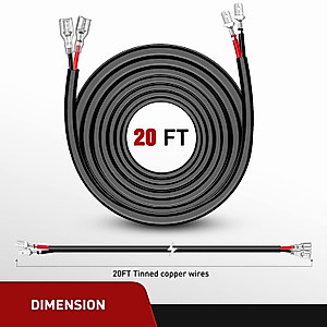 Nilight 2PCS 16 AWG 20 Feet Wiring Harness Extension Kit for LED Light bar Work Light LED Pods Off Road Lights Driving Fog Light Boat Lighting, 2 Years Warranty