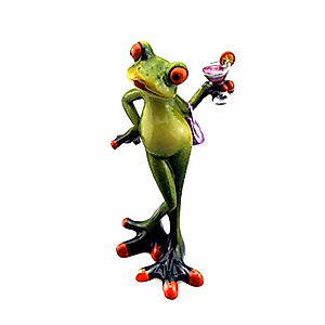 Happyyami Frogs Garden Statue Garden Mini Resin Animal Figurine Yard Sculpture Ornaments Lawn Outdoor Statues for Patio Lawn Tabletop Decorations