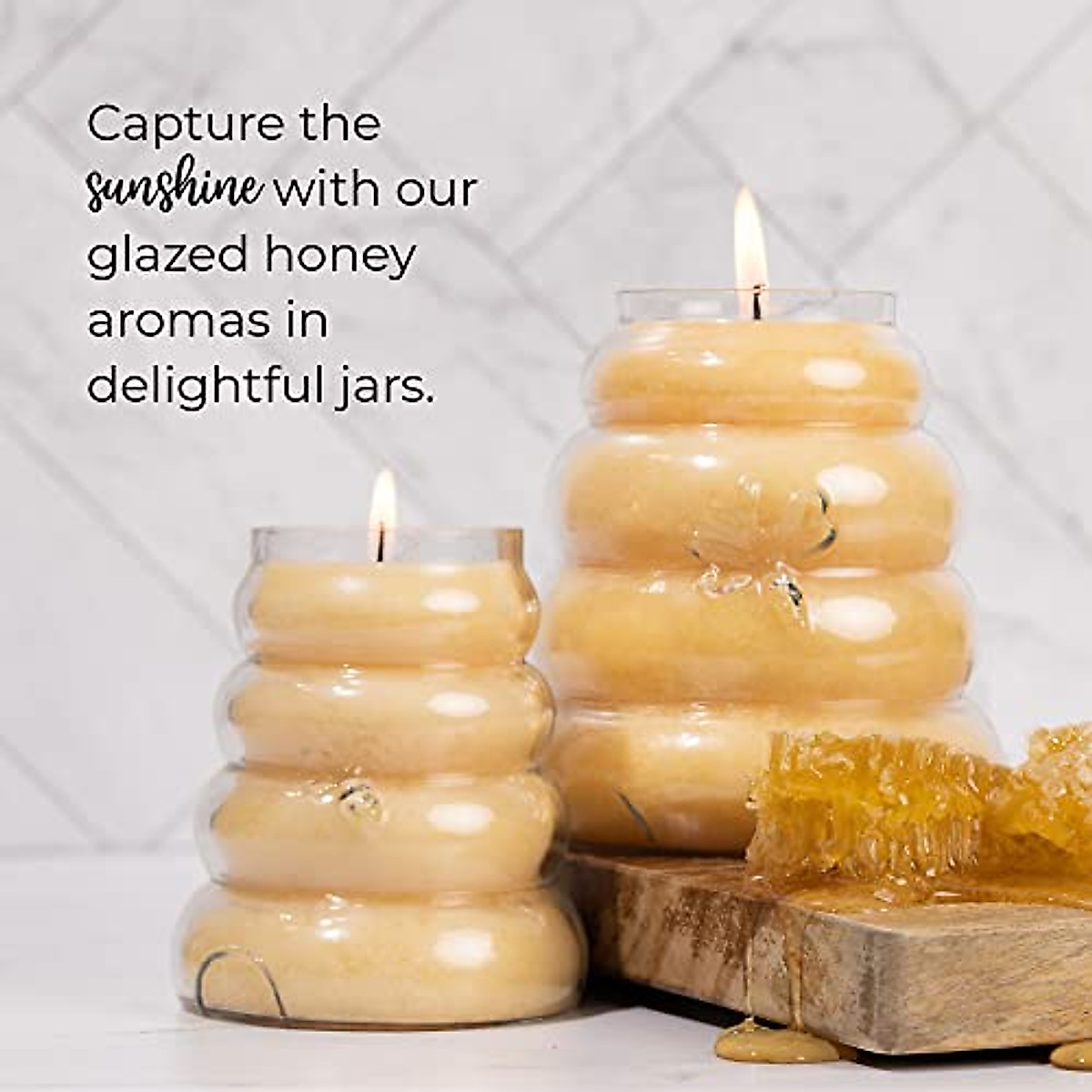 A Cheerful Giver Spring Candles Honey Butter Beehive Jar Candle - 30 Ounces with 150 Hours Burn Time - Gifts for Women