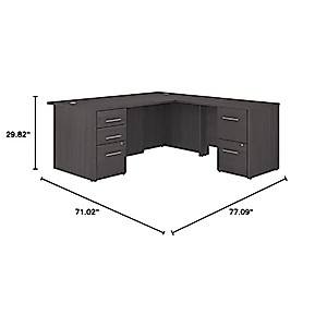 Bush Business Furniture Office 500 L Shaped Executive Desk with Drawers, 72W, Storm Gray