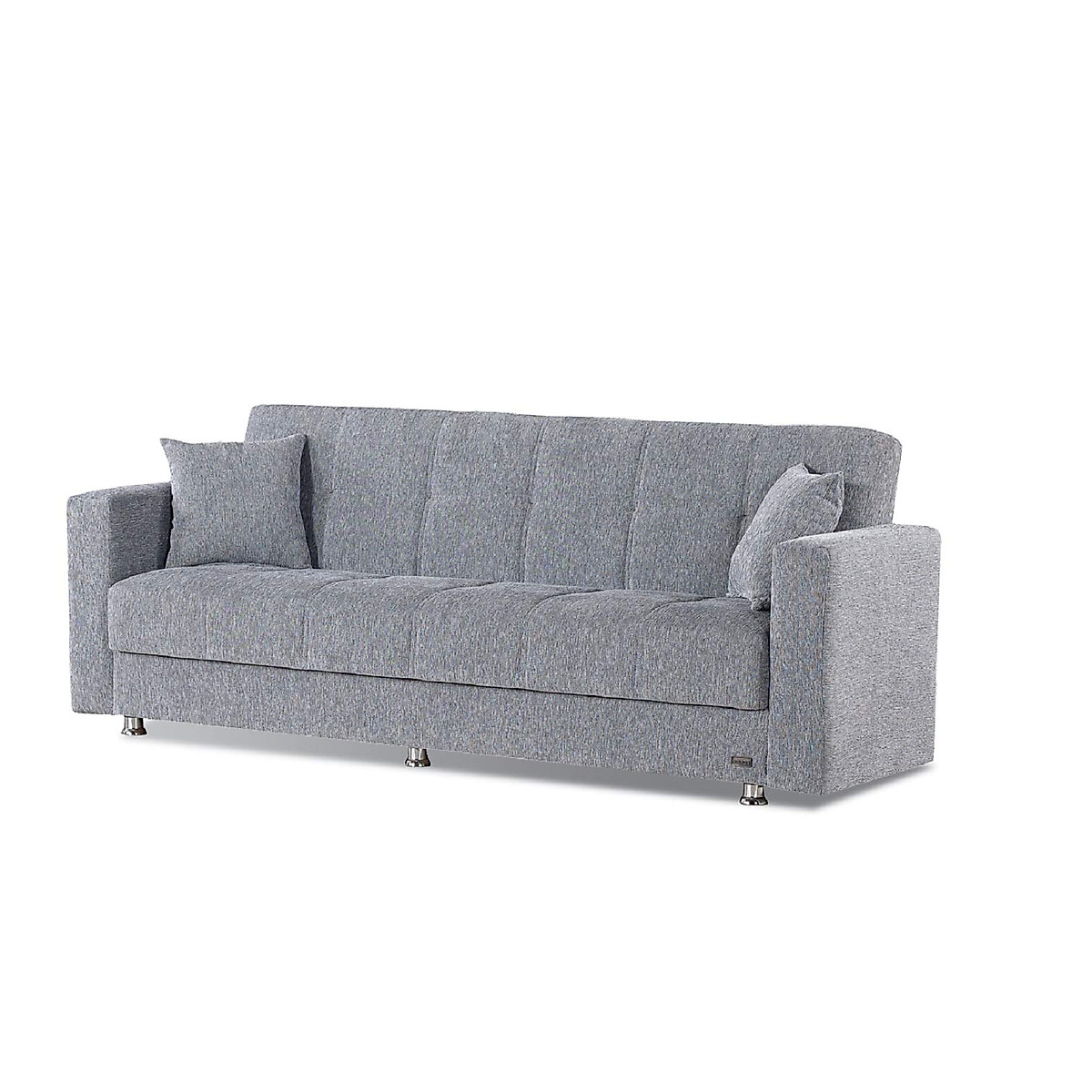 Beyan Signature Empire Furniture USA Niagara Collection Convertible Sofa Bed with Storage Space, Includes 2 Pillows, Gray