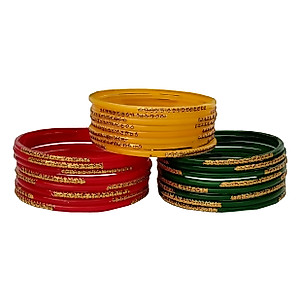 Laal Amrood Glass Bangles For Women & Girls Indian Jewelry Multi Color Chudi Set (24 Bangles)