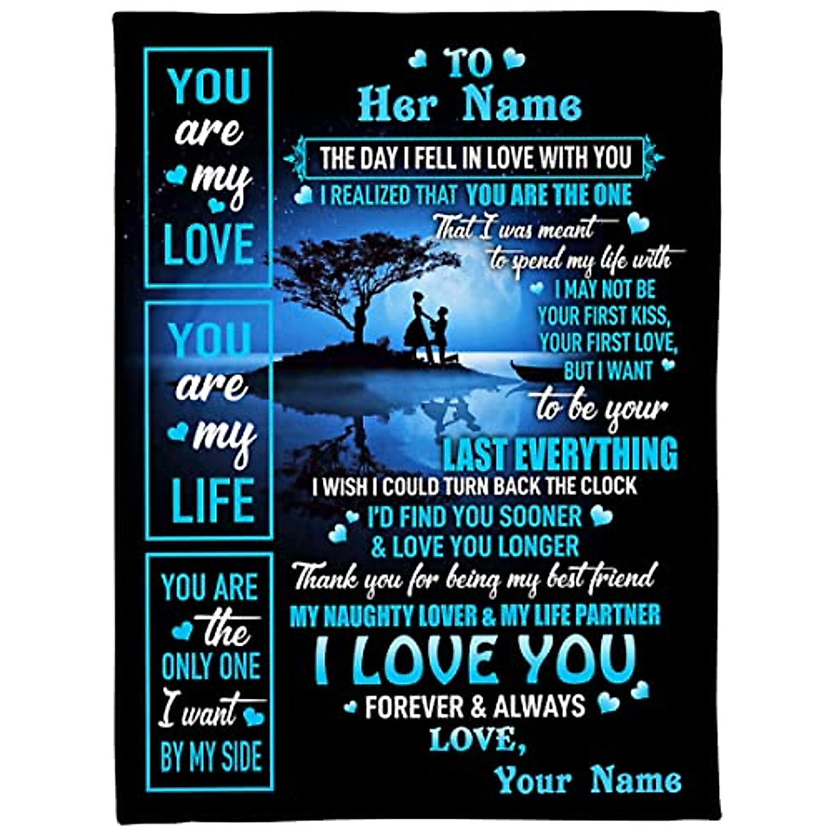 Personalized Blanket for Wife - Fiancee - Girlfriend Blanket, The Day I Fell in Love with You Blanket On Valentine's Day, Birthday, Christmas
