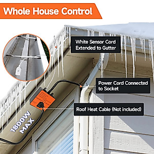 briidea Automatic Roof De-Icing Heat Cable Control with Large Capacity 1800W, LED Indicator, for Controlling Roof Heater On & Off
