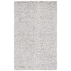 Safavieh Natura Collection 4' x 6' Grey/Ivory NAT182F Handmade Wool Entryway Living Room Foyer Bedroom Accent Rug
