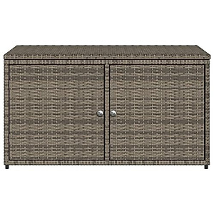 loibinfen Outdoor Wicker Storage Box, Rattan Deck Box Double Openable Door with Lid and Separate Storage Shelf for Patio, Garden Tools, Pools & Sports Equipment, Gray 43.3"x21.7"x23.8", -108