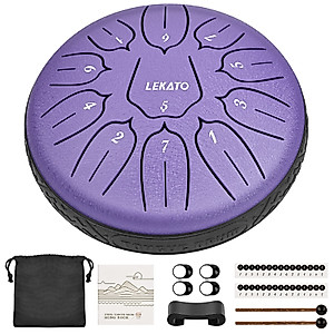 LEKATO Steel Tongue Drum 6 Inch 11 Note, Rain Drum for Outside D Major Handpan Drum for Meditation Yoga Musical Education, New Year Gift for Kids/Families