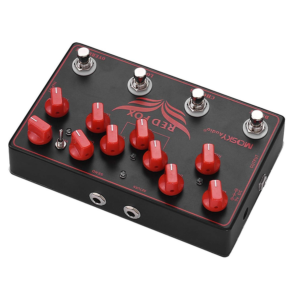Moskyaudio Red FOX Multieffects 4-in-1 Multi-functional Guitar Effect Pedal with Overdrive, LOOP, Chorus and Delay Effects