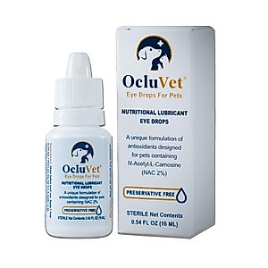 OcluVet Eye Drops for Pets | Clinically Studied Antioxidants for Pets with Cataracts | Made in The USA | Includes 2% N-Acetyl-L-Carnosine (NAC) | 16mL