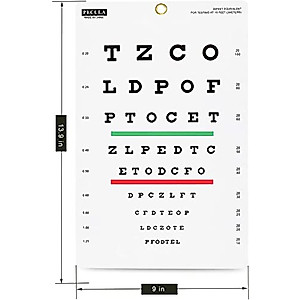 PECULA Eye Chart, Snellen Eye Chart, Wall Chart, Snellen Charts for Eye Exams 10 feet 9 X 14 in.