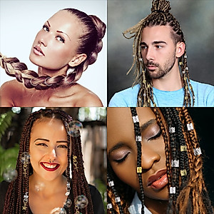 LABOTA 201 Dreadlock Jewelry, Beads for Hair Braids, Hair Jewelry for Women Braids, Metal Gold box Braids Rings Cuffs Clips for locs Dreadlock Accessories Hair Decorations