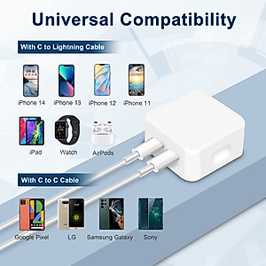 35W Dual USB-C Port Compact Power Adapter PD Foldable USB Type C Plug Fast Wall Charger Block for Android, iPhone 15 14 13 12 11 Pro Max Plus Mini, iPad