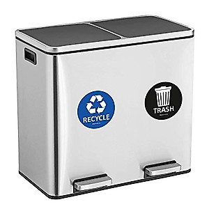 IGNIXIA (Pack of 4 Recycle & Trash Stickers Combo Indoor & Outdoor Trash Bin Decals Recycle & Trash Symbols Sticker 4 X 4 Inches Self Adhesive Peel & Stick (Blue and Black)