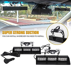 XRIDONSEN Amber Green Emergency Dash Strobe Lights Bar Traffic Advisor Safety Hazard Warning Flashing Interior Front/Rear Windshield Lights Deck Split for Construction Vehicles Trucks (2x10, 24 LED)