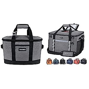 CleverMade Collapsible Cooler Bag, Heather Grey/Black & Maelstrom Collapsible Soft Sided Cooler - 75 Cans Extra Large Lunch Cooler Bag Insulated Leakproof Camping Cooler, Grey