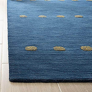 SAFAVIEH Himalaya Collection Area Rug - 9' x 12', Blue, Handmade Dotted Wool, Ideal for High Traffic Areas in Living Room, Bedroom (HIM590M)