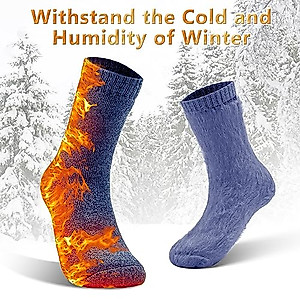 HUGSWEET Thermal Socks, Winter Warm Socks Mens for Insulated Cold Weather Heated Trapping Thermal Socks (4 Pairs-Multicolor1-2)
