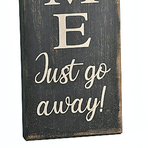 National Tree Company Hanging Porch Sign, Gray, Unwelcome, Just Go Away', Wooden Construction, Halloween Collection, 39 Inches