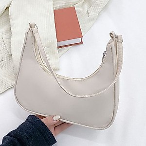 BMTLFG Shoulder Bags for Women, Women's Shoulder Handbags, Underarm Bag Crescent, Clutch Purse with Zipper, Retro Business Leisure Beige