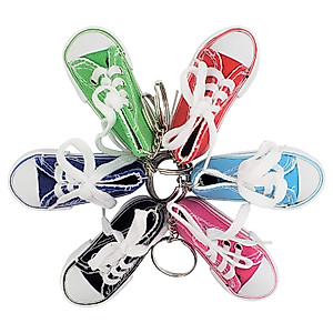 Zugar Land 12 Pack Random Colors. Miniature Sneaker Shoes Keychains (3") 6 Colors: Pink, Light Blue, Green, Red, Blue, Black. Backpacks, Key Chains (12 Pack - Random Colors)
