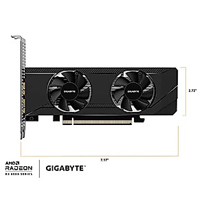 Gigabyte Radeon RX 6400 D6 Low Profile 4G Graphics Card, Low Profile Design, 4GB 64-bit GDDR6, GV-R64D6-4GL Video Card