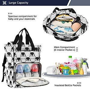 MNSRUU Diaper Bag Cute Penguin Print Diaper Bag Backpack Multifunction Travel Diaper Bag Tote Large Capacity Diaper Changing Backpacks for Moms Dads
