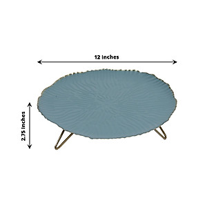 Efavormart 12" Dusty Blue Wavy Hairpin Leg Metal Serving Tray Dessert Display, Pedestal Wedding Cake Cupcake Stand Centerpiece
