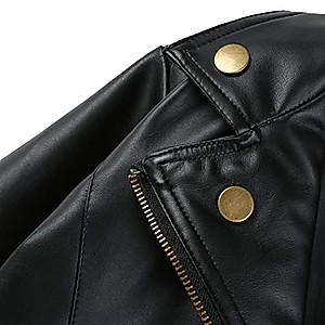 CM C&M WODRO Toddler Boys Girls Motorcycle Faux Leather Jackets Coat Winter Outwear for 1-6Y (Black, 2-3T)
