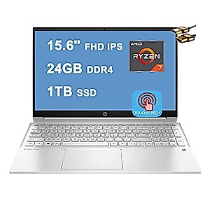 HP Pavilion 15 Laptop Computer 15.6" FHD IPS Touchscreen Display AMD Octa-Core Ryzen 7 4700U (Beats i7-10510U) 24GB DDR4 1TB SSD Backlit Keyboard B&O Win10 + HDMI Cable