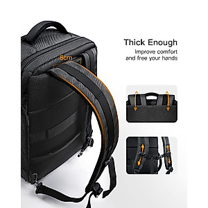 Inateck Cabin Luggage Carry On Backpack for Travel, Flight Approved 40 Litre Business Travel Rucksack Hand Luggage Fit 17 Inch Laptop, with Rain Cover for Men Women - Black