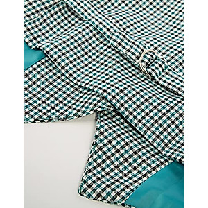 GRACE KARIN Blazers for Women Vintage Plaid Vest Suit Jackets for Renaissance Pirate Cosplay Teal