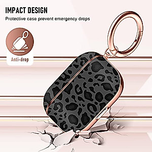 Maxjoy,Protective Shockproof Cover with Keychain Compatible,Cute Apple airpods Pro case,for Girls and Women and Men （Leopard Print on Black）