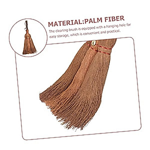 Healeved Brown Silk Broom Decorative Brooms Household Palm Broom Hand Whisk Mini Whisk Broom Escoba Chinese Decor Household Duster Wizard Broom Home Cleaning Broom Brush Asian Brown Hair