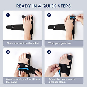 Bunion Corrector Men & Women: 2 Pcs Big Toe Straightener for Bunion Relief - Adjustable Orthopedic Hallux Valgus Corrector for Bunion Splint - Day/Night Support (Black)