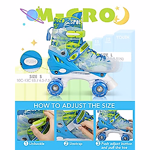 M-GRO Adjustable Skates for Kids, 8-Wheeled Skates for Kids,rollerskates Girl and Boys，Adjustable Size Suitable for Indoor and Outdoor use