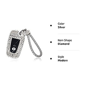 GeeGeeTop Car Key Case Key Shell Fob Key Cover Key Chain Lady Key Ring with Bling Diamond Crystals for Ford Mondeo Edge Mustang Keyless Entry Remote Control Smart Key