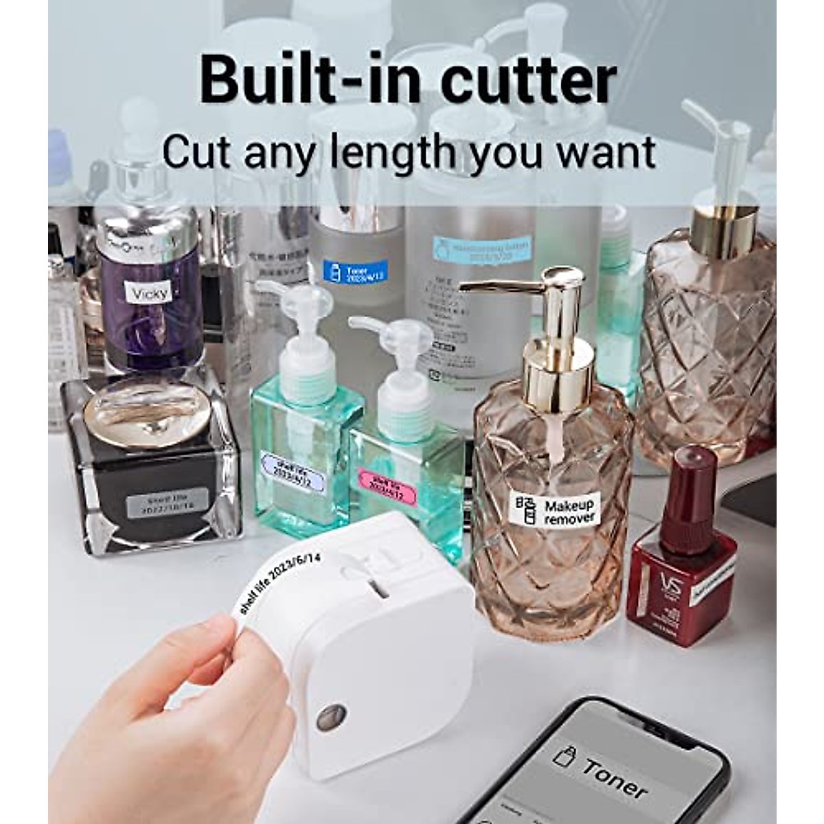 Label Maker Machine with Tape - P12 Portable Bluetooth Label Maker for Storage, Office, Home, Organizing, Sticker Maker Mini Label Maker with Multiple Templates, with 12mm x 4m Black on White Label