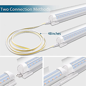 Barrina LED Shop Light 4FT, 40W 5000LM 6500K, Clear Cover Hanging led Light Fixture, Linkable LED Tube Lights, V Shape LED Ceiling Lights for Garage, Warehouse, Workshop, 6 Pack