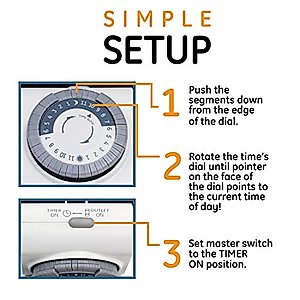 GE 24-Hour 2 Grounded Outlets Mechanical Outlet Timer, Timers for Electrical Outlets Indoor, Light Timers Indoor, Daily ON/OFF Cycle, Timer for Lights Inside, Christmas Tree Timer, 2 Pack, 46211