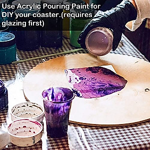 24 Pack Ceramic Tiles for Crafts Coasters with 2 Holder,White Unglazed Ceramic Tiles with Cork Backing Pads, Use with Alcohol Ink or Acrylic Pouring Make Your Own DIY Coasters (Square)