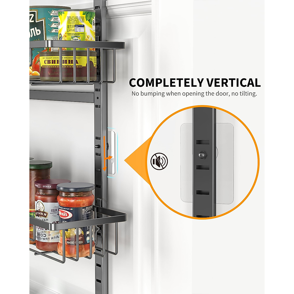 Moforoco 6 Tier Over the Door Food Storage Cabinet Organizer Black Hanging Kitchen Basket Organizer Wall Mounted Spice Rack Rear Cabinet Door Spice Rack Bathroom Home Bedroom Organizer (Black, 6-Tier)