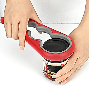 Elyum Jar Opener, 5 in 1 Bottle Opener Multi-Function Can Opener with Silicone Handle, Jar Opener for Weak Hands, Seniors with Arthritis, Lid Opener for Children (Red, 2-Piece Set)
