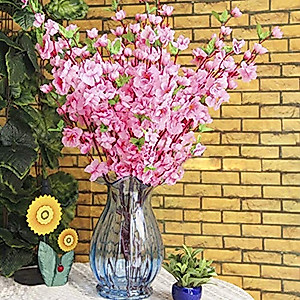 DOITOOL 6pcs Peach Flower Bouquet Flower Hanging Vine Cherry Blossom Tree Stems Fake Cherry Blossoms Artifical Flowers Flowers Decorative Flowers Pink Vase Household Bride Fake Plant
