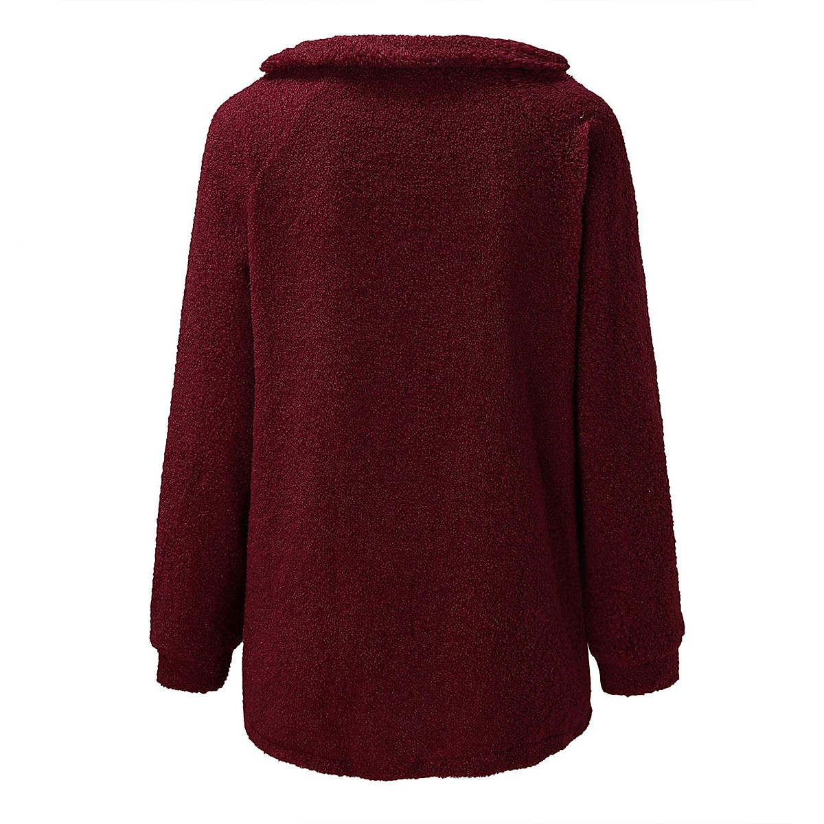 Padaleks Women's Long Sleeve Lapel Side Zip Up Sweatshirt Solid Stylish Loose Fit Casual Pullover Tops Blouses Wine