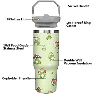 ysnifeiw 30oz Frog Tumbler with Handle and Straw, Stainless Steel Insulated Frog Cup with Top Handle and Lid, Frog Coofee Mug Gifts for Women Men