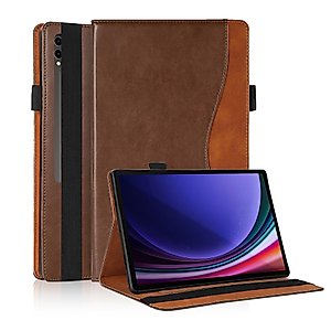 Case for Galaxy Tab S9 Plus 2023/S8 Plus 2022/S7 FE 2021/S7 Plus 2020 12.4 inch Business PU Leather Tablet Cover with Card Slot Pen Holder for Samsung Tab S8+/Tab S7+ Tablet -Brown